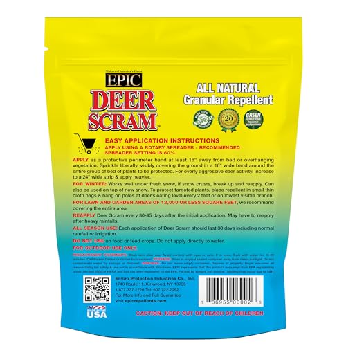 EPIC REPELLENTS 10060 Deer Scram All Natural, Animal, People and Pet Safe Granular Repellent, 6 lb, Removed Attribution