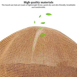 Newsboy Caps Straw Cap Women Summer Newsboy Cap Straw Knitted Beach Sun Hat with Adjustable Rope for Women Sun Hat Khaki