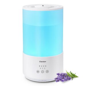 clarston humidifiers for bedroom, 4l cool mist humidifier with essential oils diffuser and nightlight, top fill humidifiers for home large room, timer, auto shut-off, 40h runtime