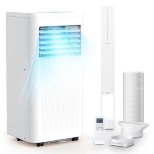 joy pebble 10000 btu portable air conditioners, 4 modes portable ac with cooling, fan, dehumidifier & sleep mode, cooling up to 450 sq.ft. with 24h timer/digital display/rc & window kit, white