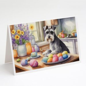 caroline's treasures dac6892gca7p decorating easter schnauzer greeting cards pack of 8 blank cards with envelopes whimsical a7 size 5x7 blank note cards