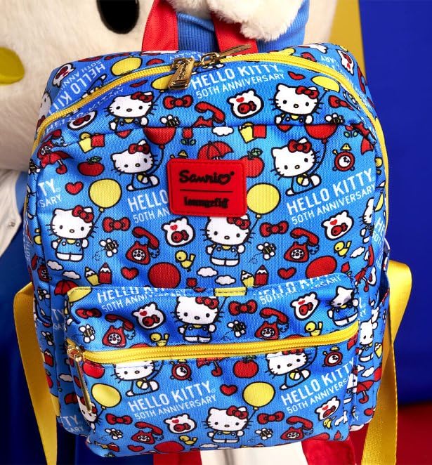 Loungefly Sanrio Hello Kitty 50th Anniversary All Over Print Square Nylon Mini Backpack