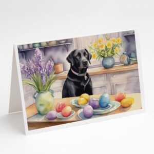 caroline's treasures dac6845gca7p decorating easter black labrador retriever greeting cards pack of 8 blank cards with envelopes whimsical a7 size 5x7 blank note cards