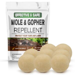 pufado mole repellent, gopher repellent outdoor, vole repellent, mole deterrent for yard, mole repellant for lawn, mole control, keep mole and vole out of your garden, safe around pet & plant-8 packs