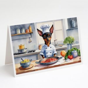 caroline's treasures miniature pinscher the chef greeting cards pack of 8 blank cards with envelopes whimsical a7 size 5x7 blank note cards