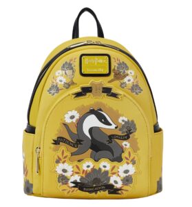 loungefly harry potter hufflepuff house floral tattoo mini backpack