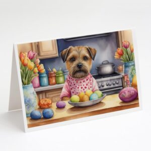 caroline's treasures dac6768gca7p decorating easter border terrier greeting cards pack of 8 blank cards with envelopes whimsical a7 size 5x7 blank note cards