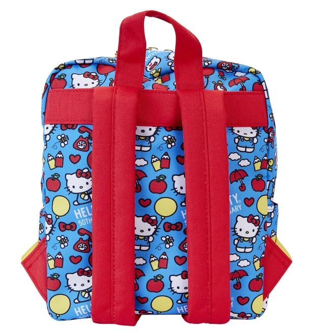 Loungefly Sanrio Hello Kitty 50th Anniversary All Over Print Square Nylon Mini Backpack