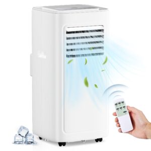 euhomy 8,000 btu portable air conditioner floor room ac unit with cool, dehumidifier, fan mode,portable cooling ac unit with installation kit with remote control up to 350 sq. ft.,white