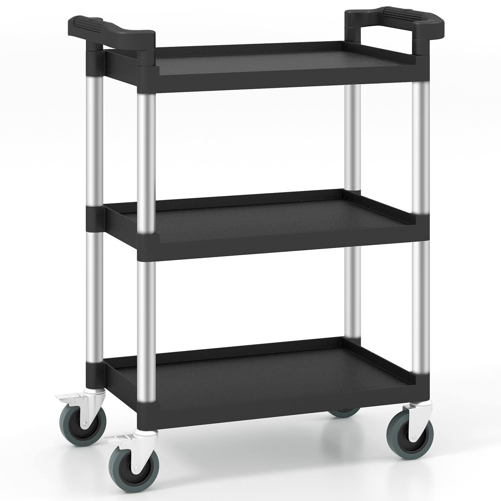 Toolsempire 3 Tier Rolling Utility Cart, Utility Cart with Lockable Wheels, Heavy Duty Tool Trolley Metal Utility Cart Service Cart for Kitchen, Office, Restaurant, Home