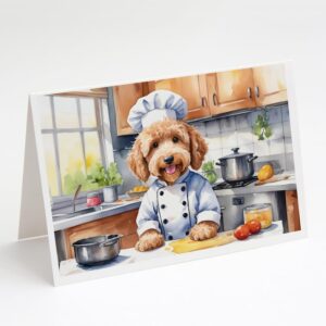 caroline's treasures goldendoodle the chef greeting cards pack of 8 blank cards with envelopes whimsical a7 size 5x7 blank note cards