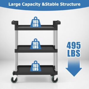 Toolsempire 3 Tier Rolling Utility Cart, Utility Cart with Lockable Wheels, Heavy Duty Tool Trolley Metal Utility Cart Service Cart for Kitchen, Office, Restaurant, Home