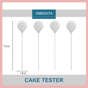 Cake Tester for Baking, 4 Packs Cake Testers for Baking Doneness and Reusable Cake Testing Stick 7.9 in Stainless Steel Skewer Omesata