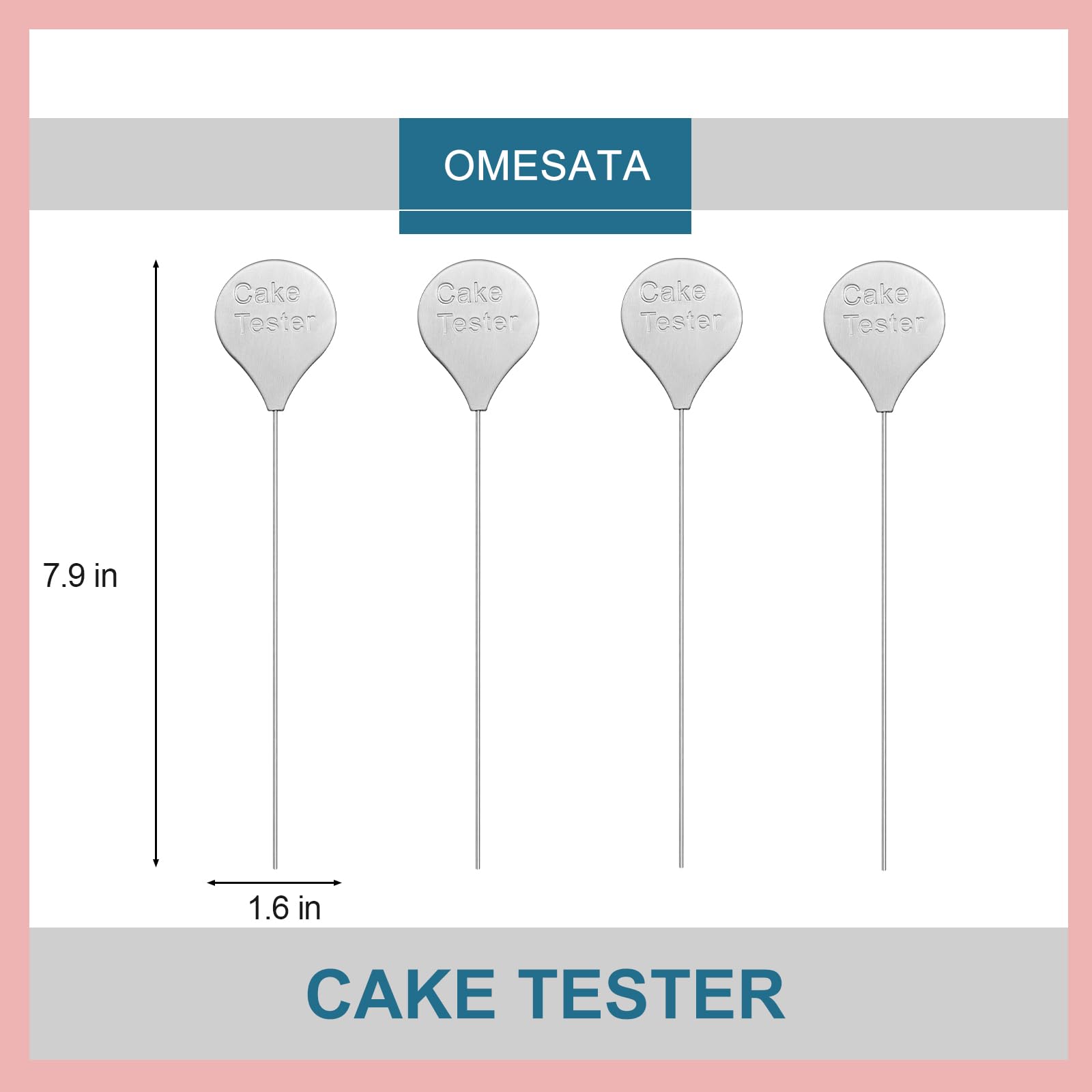 Cake Tester for Baking, 4 Packs Cake Testers for Baking Doneness and Reusable Cake Testing Stick 7.9 in Stainless Steel Skewer Omesata