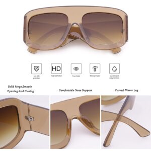 Haqptul Oversized Trendy Square Aviator Sunglasses for Women Men Big Designer Inspired Flat Top Sun Glasses