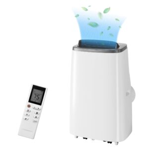 14000btu portable air conditioners with remote control, 4-in-1 portable ac unit with fan & dehumidifier, cools room up to 750 sq.ft, sleep mode, 3 speed, 1-24h timers