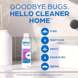 Zevo Flying Insect Bug Spray: Aerosol Spray Kills Fruit Flies, Gnats, Mosquitoes and Moths - for Indoor and Outdoor Use (3 Bottles)