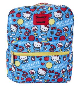 loungefly sanrio hello kitty 50th anniversary all over print square nylon mini backpack