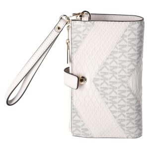 Michael Kors Jet Set Travel Large Double Zip Wallet MK Signature Multi Python Design (Light Cream)