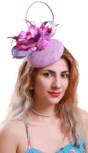 cizoe fascinators hat for women kentucky derby headpiece tea party hats feather wedding headware bridal headpiece(lavender)