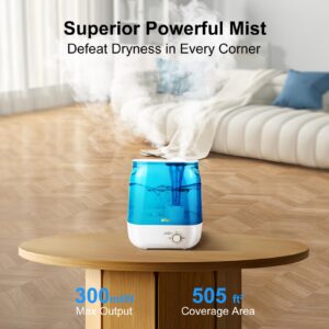 Bear Humidifiers for Bedroom Large Room, Top Fill 6L Super Powerful Cool Mist Humidifier with Dual 360° Nozzles & Oil Diffuser, Rapid Humidification, Quiet Humidifiers for Baby Nursery & Plants, 24H