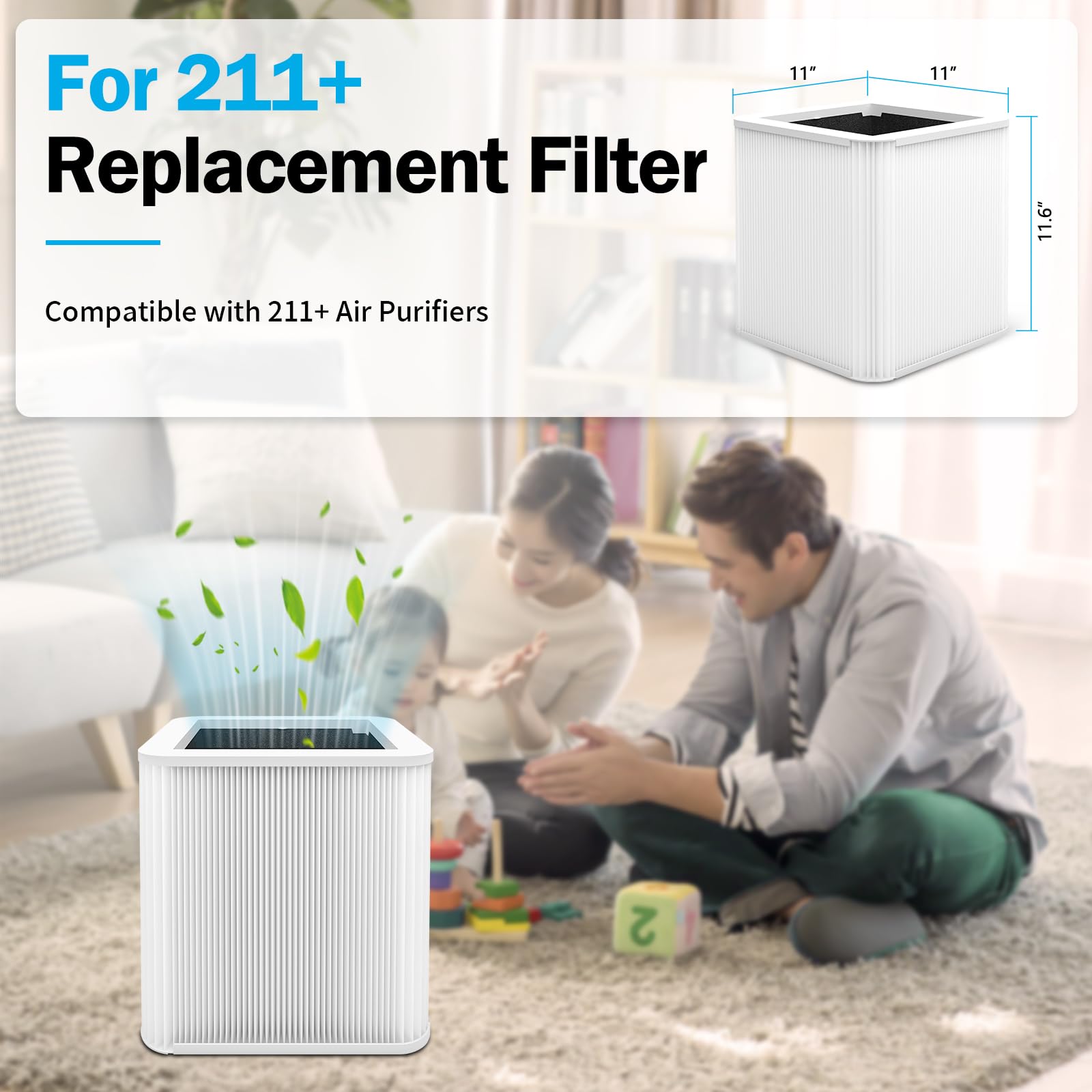 1 Pack 211+ Filter Replacement Compatible with 211+ Air Purifier, 2-In-1 H13 211+ Hepa Filter and Activated Carbon Filter