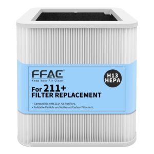 1 pack 211+ filter replacement compatible with 211+ air purifier, 2-in-1 h13 211+ hepa filter and activated carbon filter