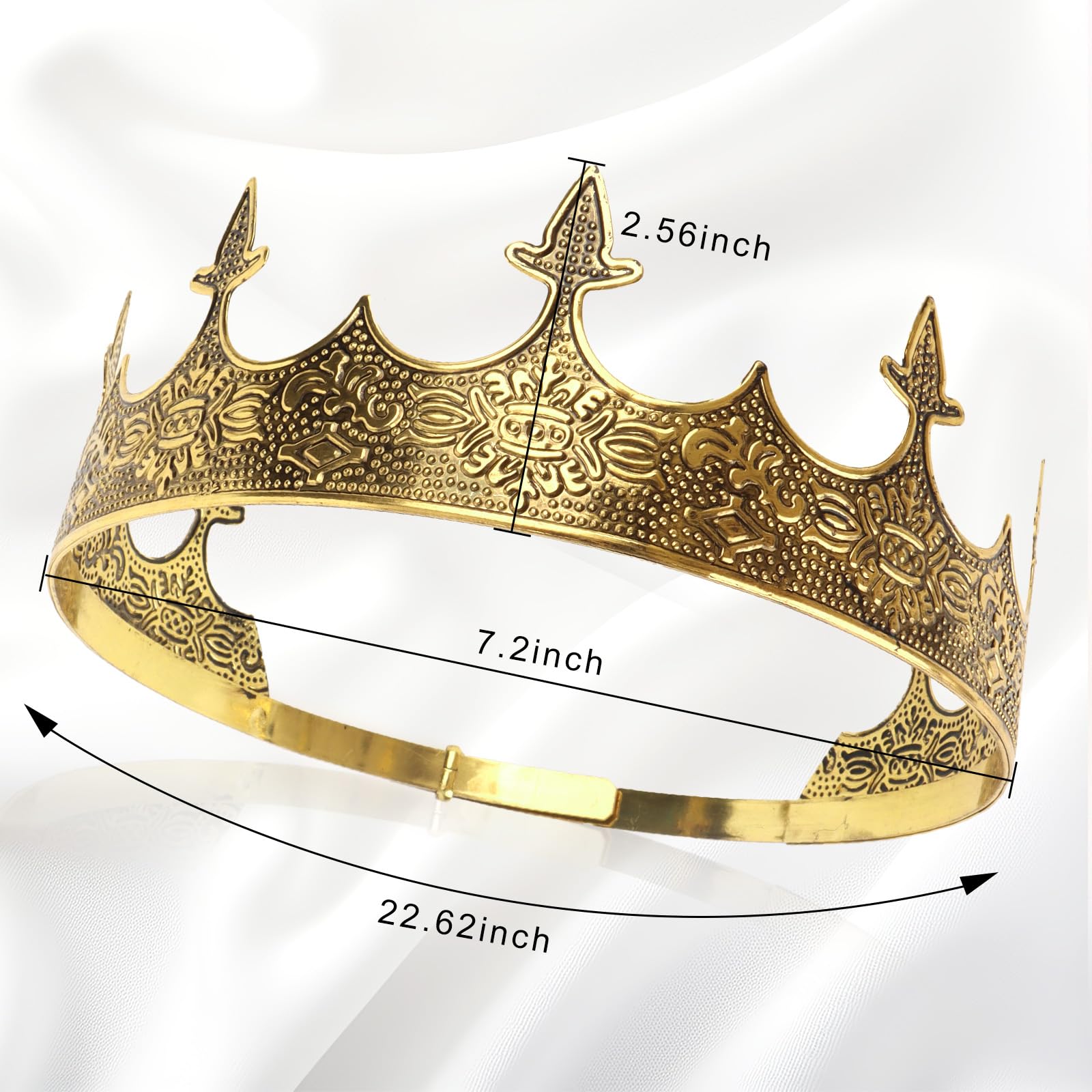 King Crown, CIEHER King Crowns for Men Baroque Royal Crown (Adjustable Size) Prom Crown Prince Tiara Evil Crown for Birthday King Halloween Cosplay Party Decorations, Alexander - Ancient Gold