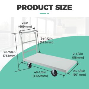 KUAFU Platform Truck Flat Push Cart Dolly Heavy Duty Hand Trucks with 360 Degree Swivel Rubber Wheels 2000lb Weight Capacity 24x48 Large Size Cart