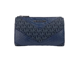 michael kors jet set travel large double zip wallet mk signature multi python design (navy), 35r4stvw3b