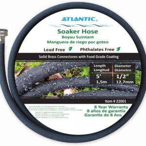 Atlantic Short Soaker Hose 1/2 IN.x 5FT, Solid Brass Connectors