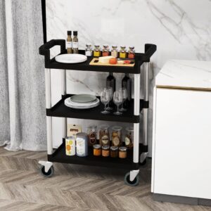 Toolsempire 3 Tier Rolling Utility Cart, Utility Cart with Lockable Wheels, Heavy Duty Tool Trolley Metal Utility Cart Service Cart for Kitchen, Office, Restaurant, Home