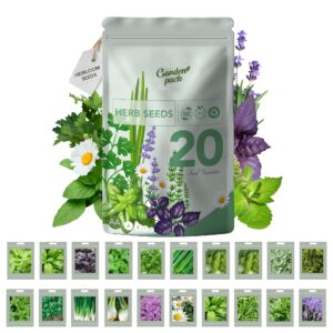 garden pack 20 herb seeds variety pack - 14,000 non gmo herb seeds for planting - garden seeds for your own herb garden