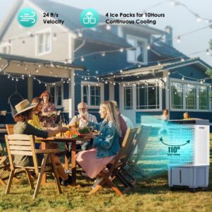 Air Choice Evaporative Air Cooler, 1800CFM Swamp Cooler with 12H Timer, 110° Oscillation, Remote Control & 5.3 Gal Water Tank, 3 Speeds, 4 Ice Packs, 3-in-1 Evaporative Cooler for Outdoor Indoor Use