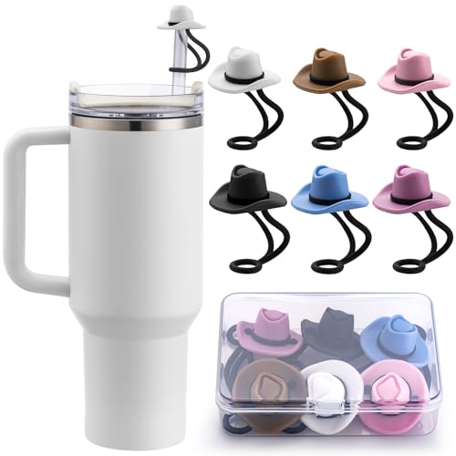 Straw Cover Cap for Stanley Cup 30 40 oz, Silicone Straw Toppers Cowboy Hat, Tumbler Cup Accessories for 10mm 0.4in Straw Cute Gifts for Women