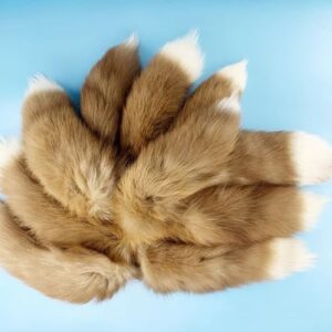 Alpertie Fluffy Real Fox Fur Tail Keychain Tassel Bag Cosplay Tails Charm Handbag Accessory Hook Pendant(Gold)