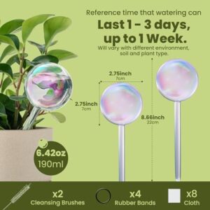 LEDERA Plant Watering Globes, Clear Glass Rainbow Self Watering Spikes, Automatic Plant Waterers Insert, Auto-Drippers Glass Ball for Plant Indoor Outdoor, Garden Gift, 4 Pack