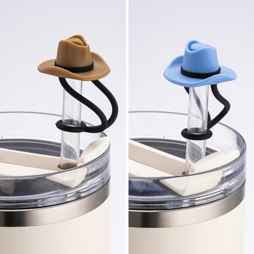 Straw Cover Cap for Stanley Cup 30 40 oz, Silicone Straw Toppers Cowboy Hat, Tumbler Cup Accessories for 10mm 0.4in Straw Cute Gifts for Women