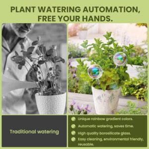 LEDERA Plant Watering Globes, Clear Glass Rainbow Self Watering Spikes, Automatic Plant Waterers Insert, Auto-Drippers Glass Ball for Plant Indoor Outdoor, Garden Gift, 4 Pack