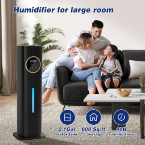 LACIDOLL Humidifiers for Bedroom, 2.1Gal/8L Humidifiers for Home, Humidifier large room with Essential Oil Diffuser, Top Fill Whole House Cool Mist Humidifiers for Plants Baby Kids Adults(Black)