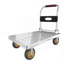 folding platform trucks,rolling flatbed cart dolly for easy transportation heavy industrial platform hand trucks, garage warehouse moving truck,heavy duty platform trolley with rubber w(size:60x40cm)