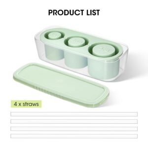 Aieve Ice Cube Tray for Stanley Cup, Aieve Ice Mold Silicone Ice Tray for 40oz 30oz Stanley Tumbler Stanley Cup Accessories with 4 pcs Straws (Green)