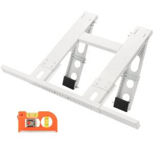 window air conditioner support bracket, universal ac window bracket no drilling and tools required, heavy duty steel holds up to 220lbs, fits single or double hung windows, with installation manual