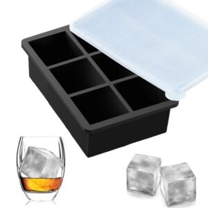 chancalcal ice cube trays, silicone sphere whiskey ice maker with lids, large square ice cube molds, suitable for cocktails & bourbon, reusable & bpa free