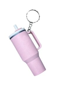 olirew mini cup keychain,kawaii cup accessories,key purse handbag charms for women,cute keychains school bag key ring for girl(pink)