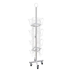 binelucolu greeting card display stand, 4 tier 16 pocket rotating greeting card rack for 5x7inches greeting card countertop greeting post card for retail grocery (white)