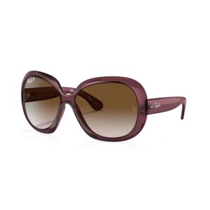 ray-ban jackie ohh ii rb4098 6593t5 60mm transparent dark brown/grey gradient brown polar polarized cateye sunglasses for women + bundle with deisgner iwear complimentary eyewear kit