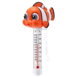 mklz pool thermometer floating easy read, large size water thermometers, temperature gauge with string for outdoor & indoor swimming pools, hot tub, ice bath, cold plunge, spa - clown fish