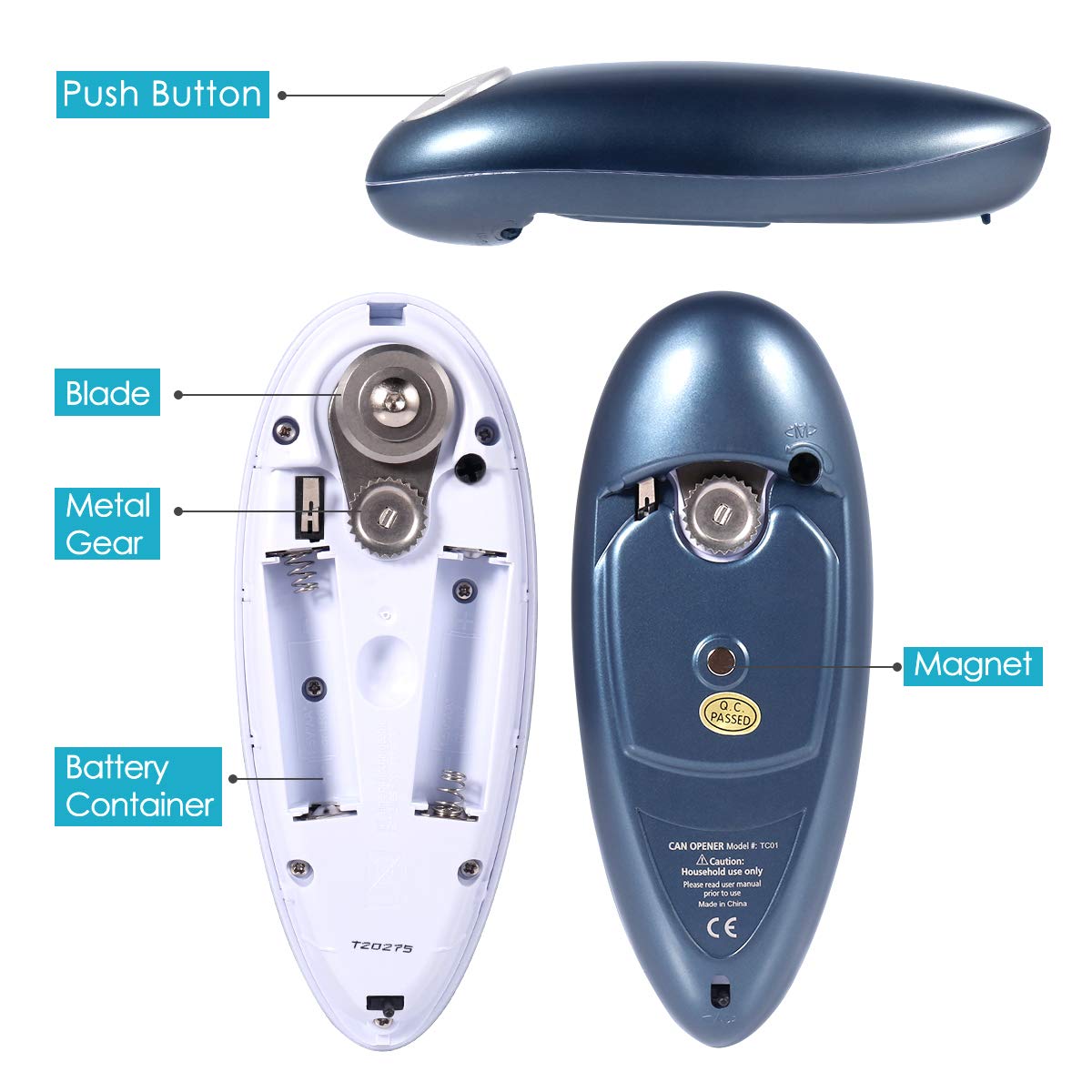 Electric Can Opener, Hand Free Can Opener Easy Open Any Can Sizes with Smooth Edge, Food-Safe Portable Battery Operated Electric Can Openers for Kitchen, Seniors, Arthritis, Chef