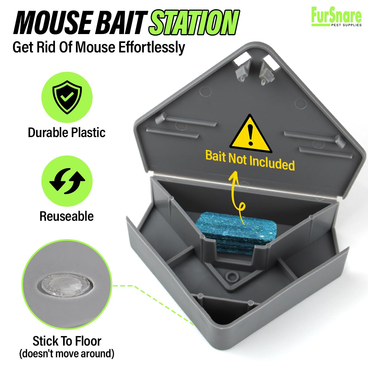 Mouse Bait Stations for Mice Outdoor and Indoor - Mice Bait Stations Box with Keys Fully Safety Design and Key Required Keeps Children and Pets Safe, Tamper-Proof, Weatherproof 6 Pack (Gray)